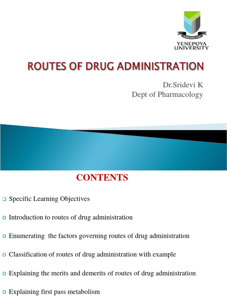 Routes of Drug Administration | PDF