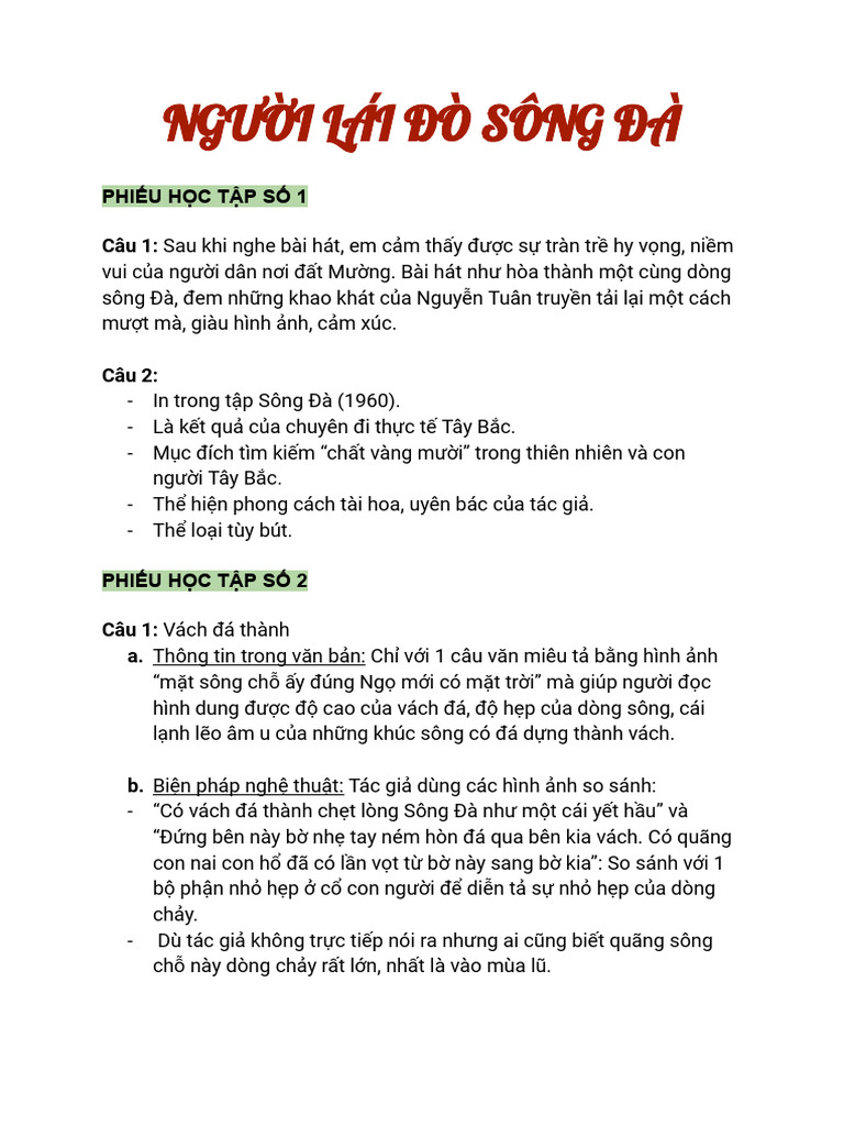 PHT Sông Đà + Sông Hương | PDF