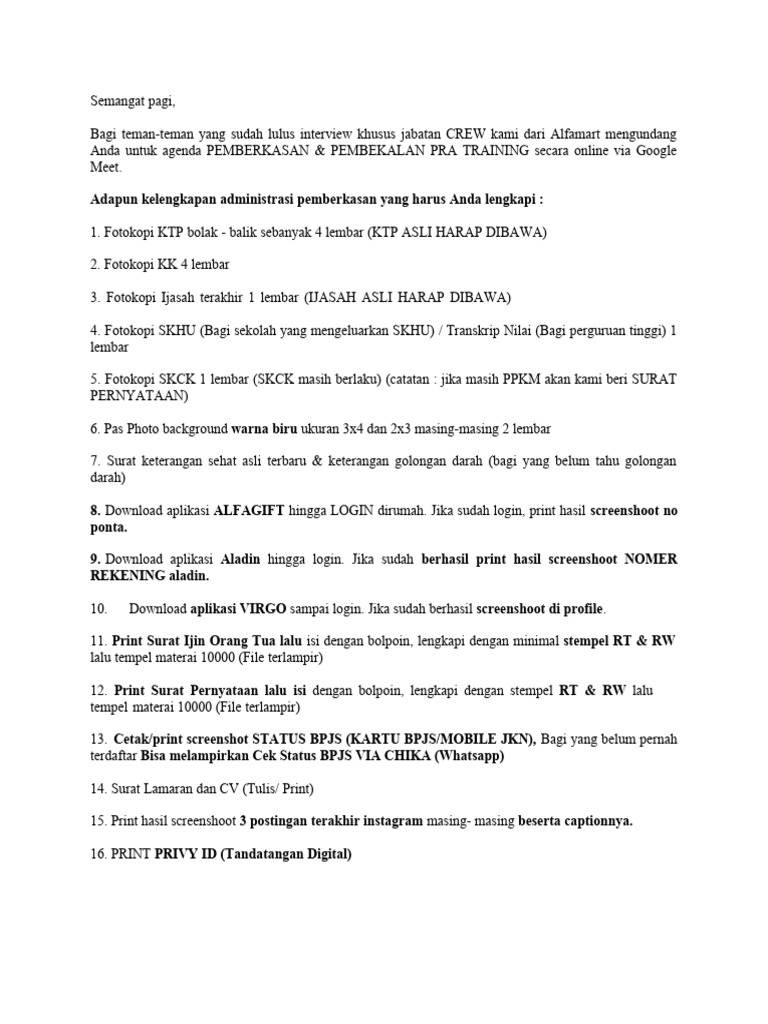 Pemberkasan Crew | PDF