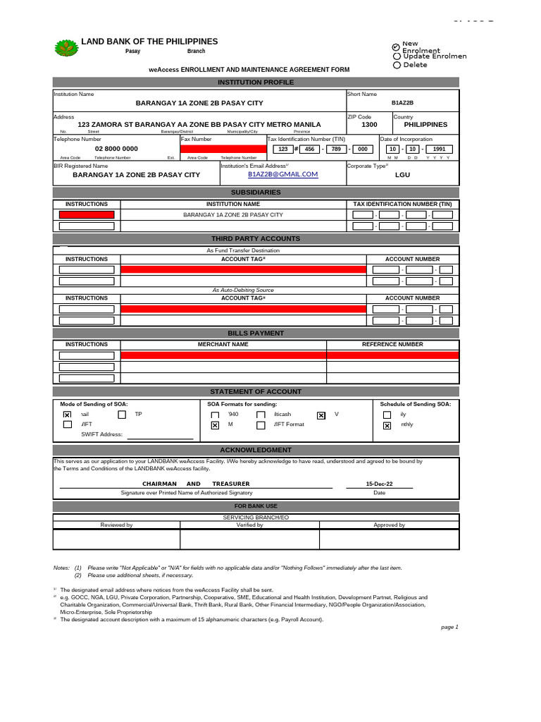Weaccess Enrollment SAMPLE | PDF | Transaction Account | Automated ...