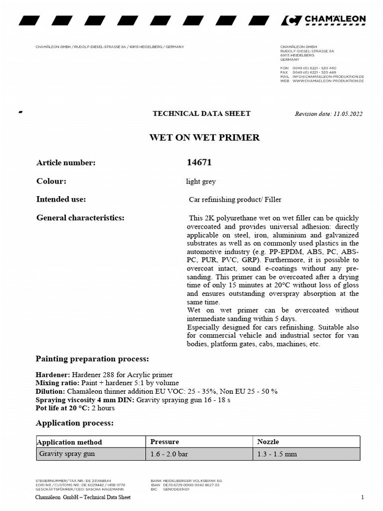 TDS Wet On Wet Primer - GB | PDF | Paint | Galvanization