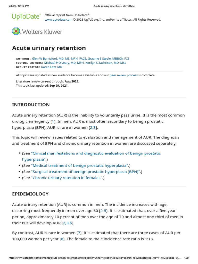 Acute Urinary Retention.... | PDF | Epidemiology | Medical Specialties