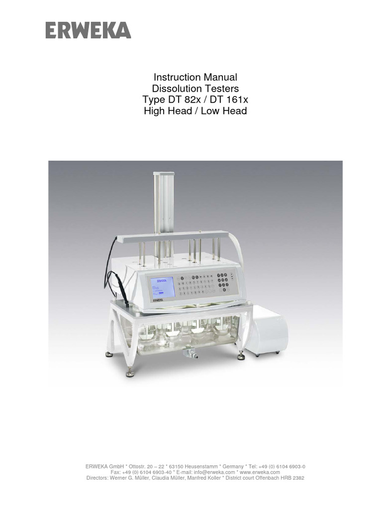 Instruction Manual Dissolution Testers Type DT 82x _ DT 161x High Head ...