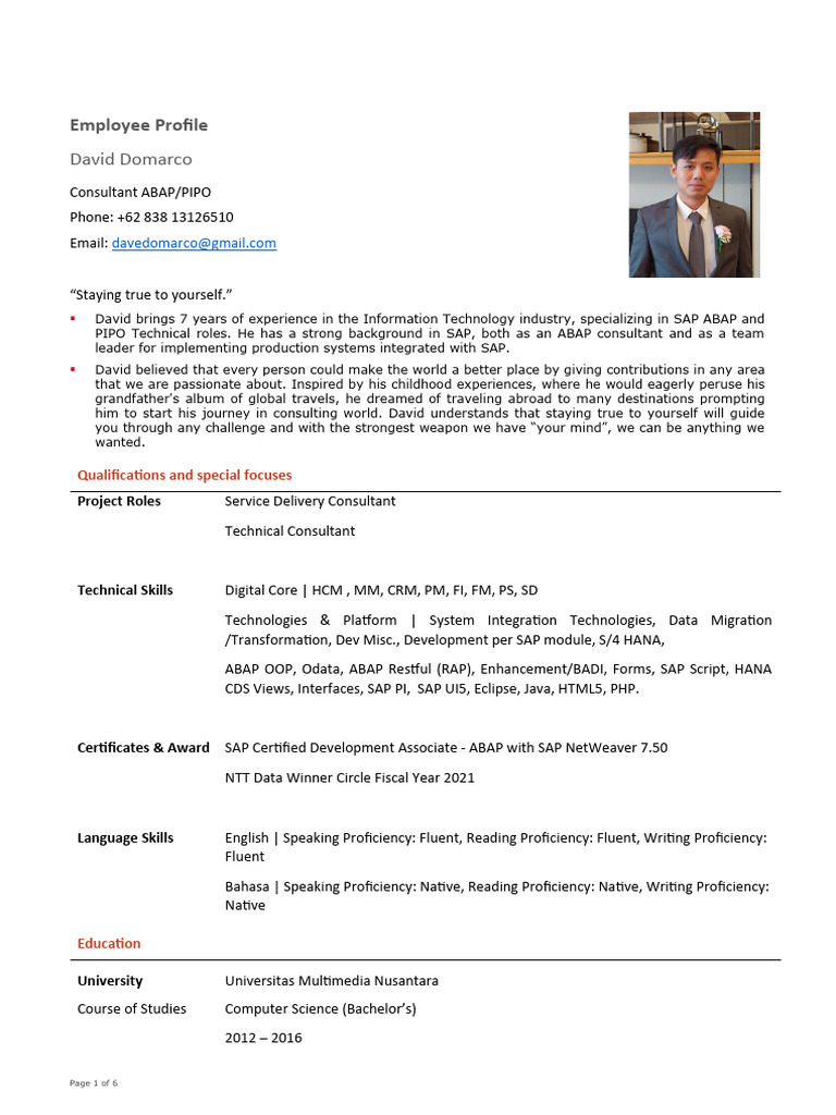 CV SAP ABAP David Domarco | PDF