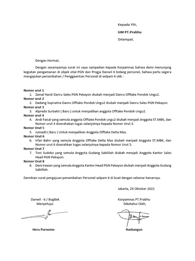 SURAT Pindah PGN | PDF