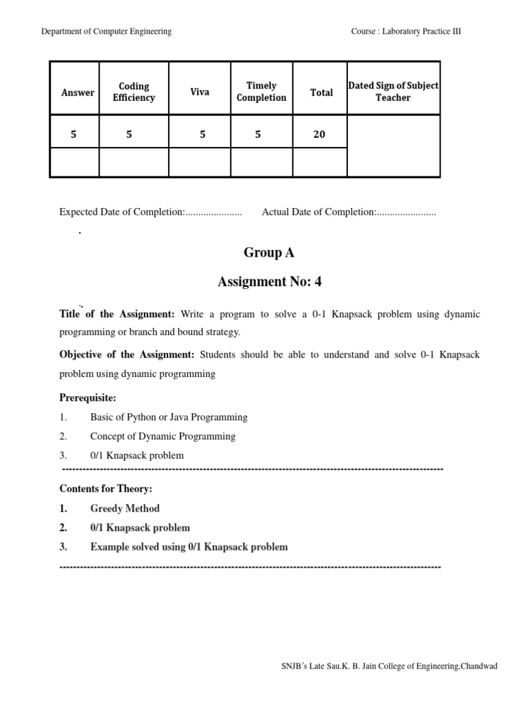 Manual Grp A Assignment 4 1 1 Pdf Dynamic Programming Mathematics