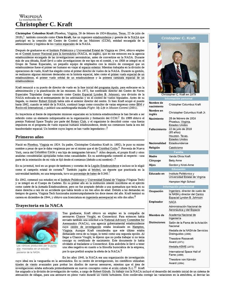 Christopher C. Kraft | PDF | Proyecto mercurio | Nasa