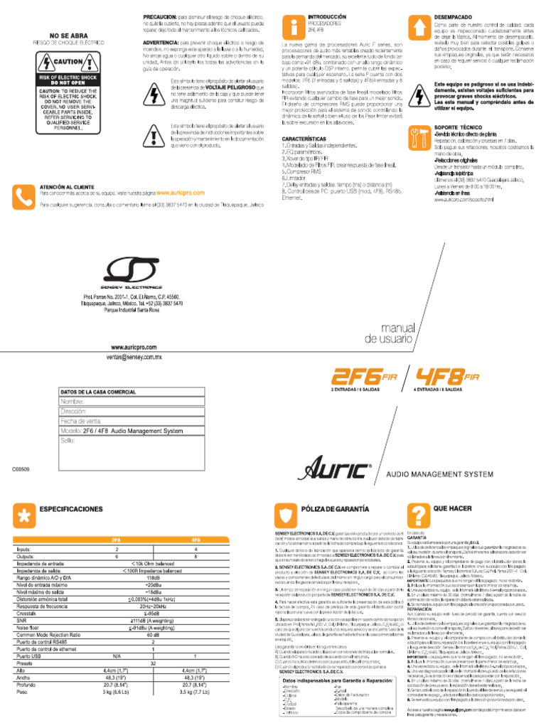 Quick Auric 2F6 4F8 W | PDF