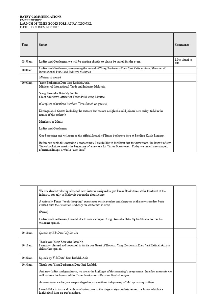 Emcee Script BK Approved | Download Free PDF | Malaysia