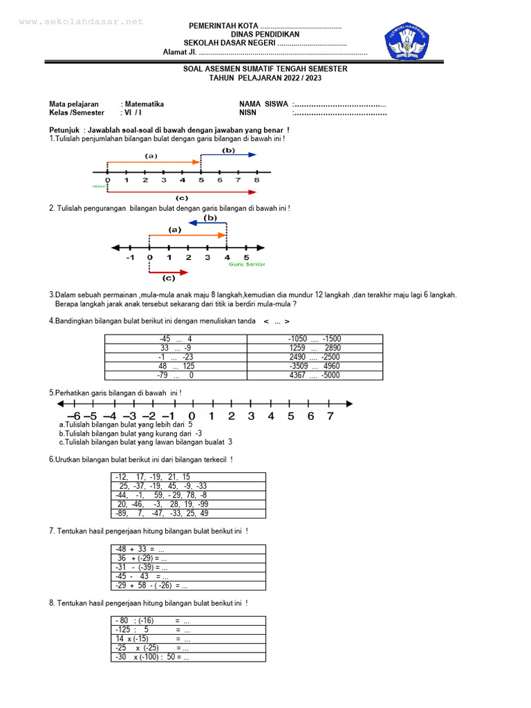 Soal Asesmen Sumatif Matematika Kelas 6 | PDF