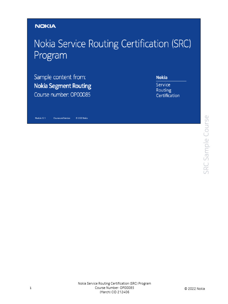 Nokia Segment Routing Sample Course Document Presentation EN | PDF ...