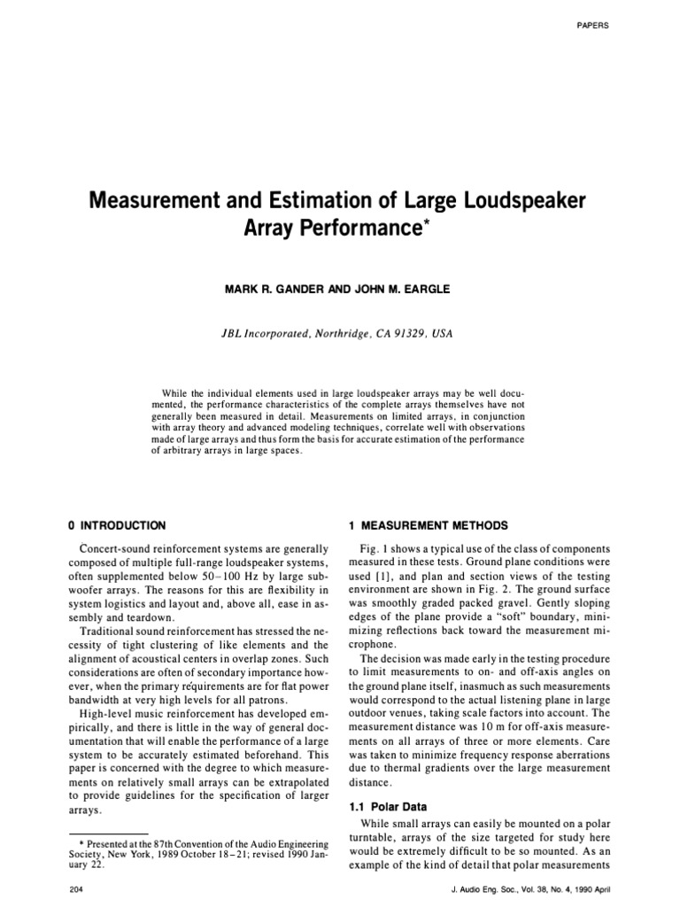 Measurement and Estimation of LRG LS Arrays | PDF | Loudspeaker | Sound
