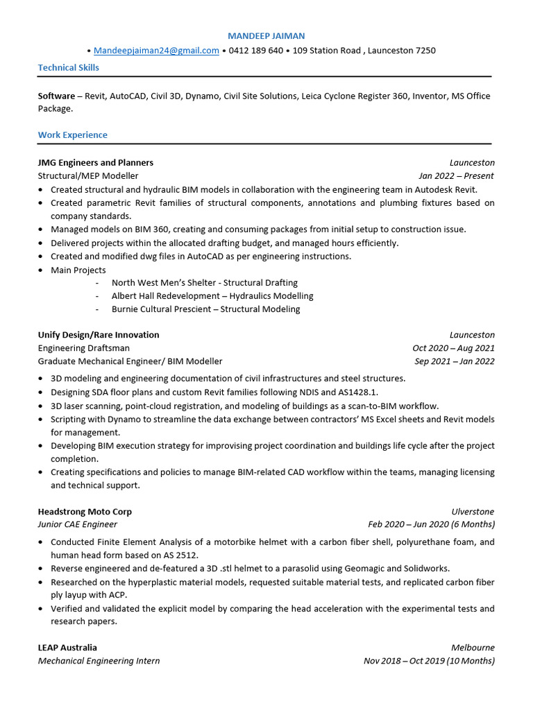 Mandeep Jaiman Resume | PDF | Autodesk Revit | Building Information ...