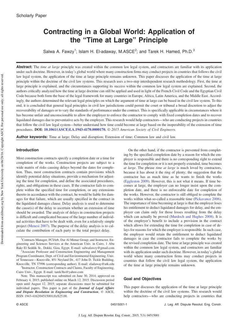 Contracting in A Global World Application of The "Time at Large ...