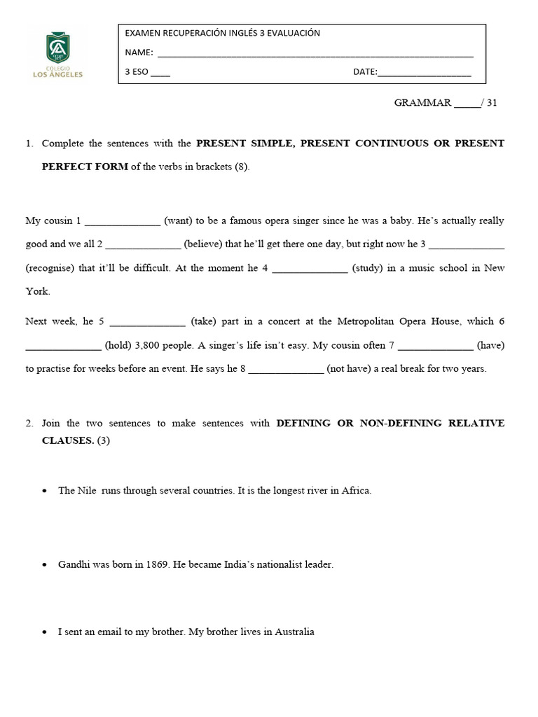 Complete The Sentences With The PRESENT SIMPLE | PDF | Sentence ...