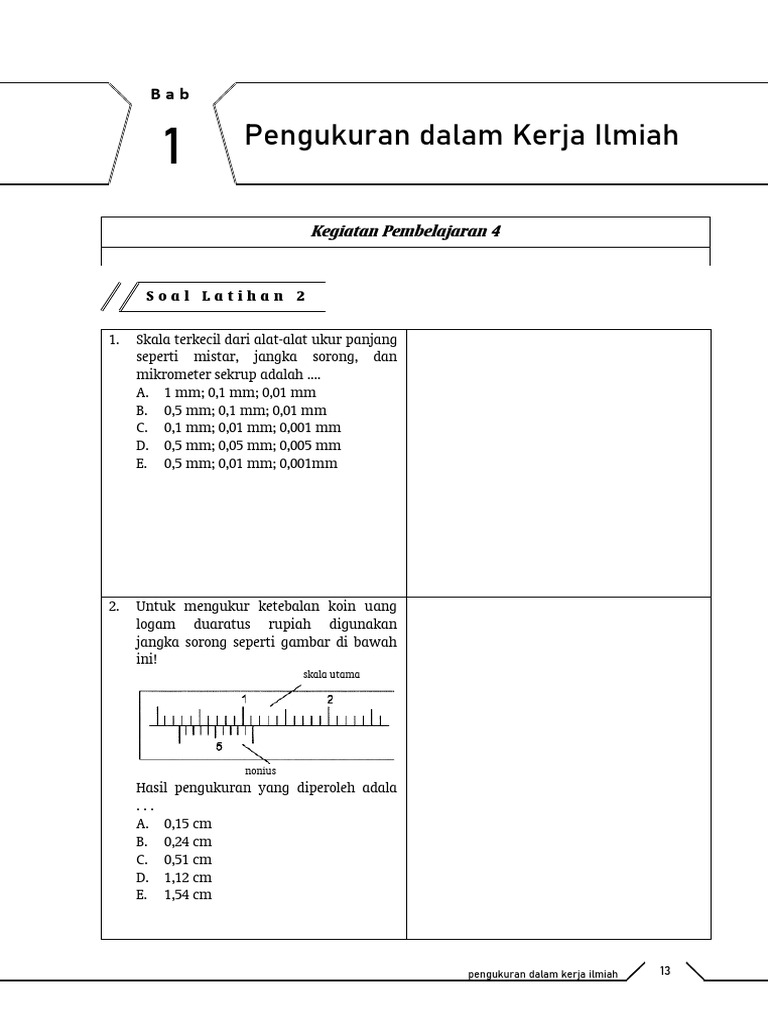 Modul 10 SMA FISIKA Bab 1. Pengukuran DLM Kerja Ilmiah - KP 4 - Soal ...