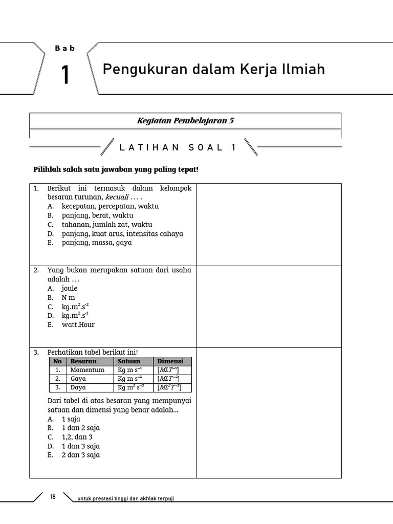 Modul 10 SMA FISIKA Bab 1. Pengukuran DLM Kerja Ilmiah - KP 5 - Latihan Soal 1 (Layout) TA 22-23 ...
