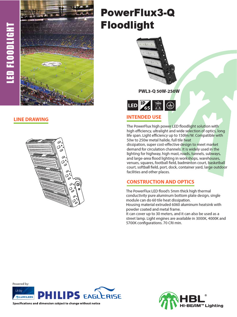 Powerflux3-Q Flood Light | PDF | Lighting | Applied And Interdisciplinary Physics