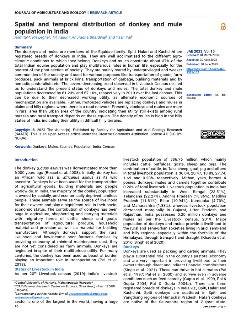 7 Research+Article | PDF | Donkey | Mule