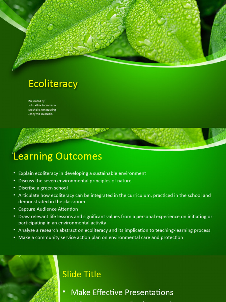 Ecoliteracy Demo | PDF | Sustainability | Sustainable Development