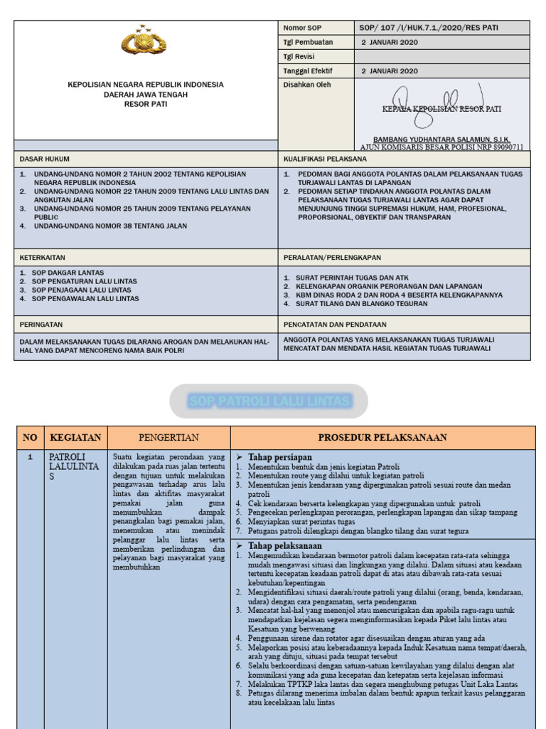 Sop Patroli Lantas | PDF