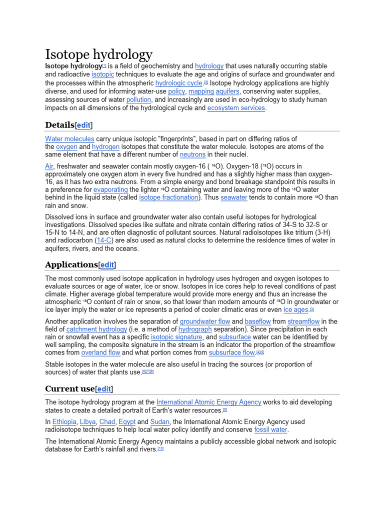 Isotope Hydrology Introduction 120 | Download Free PDF | Chemistry | Hydrology