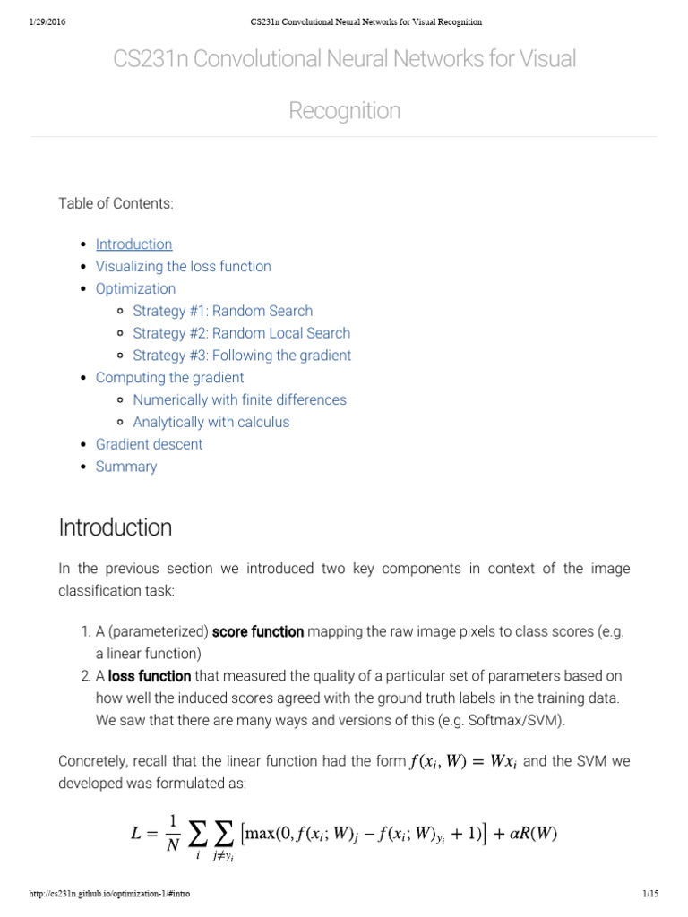 Cs231n Convolutional Neural Networks For Visual Recognition 3 Pdf Teaching Methods