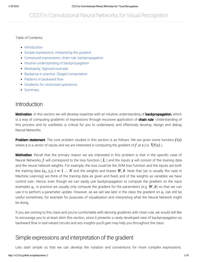 Cs231n Convolutional Neural Networks For Visual Recognition 4 Pdf