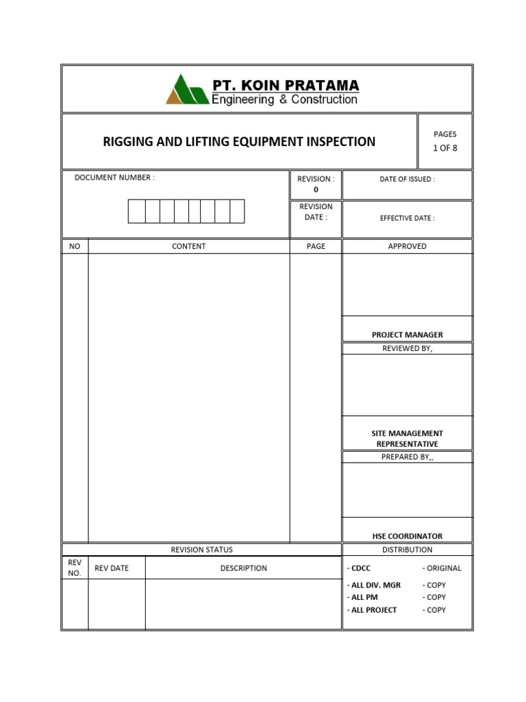 7-24 Rigging and Lifting Equipment Inspection Procedure (RV) | PDF | Rope | Manufactured Goods