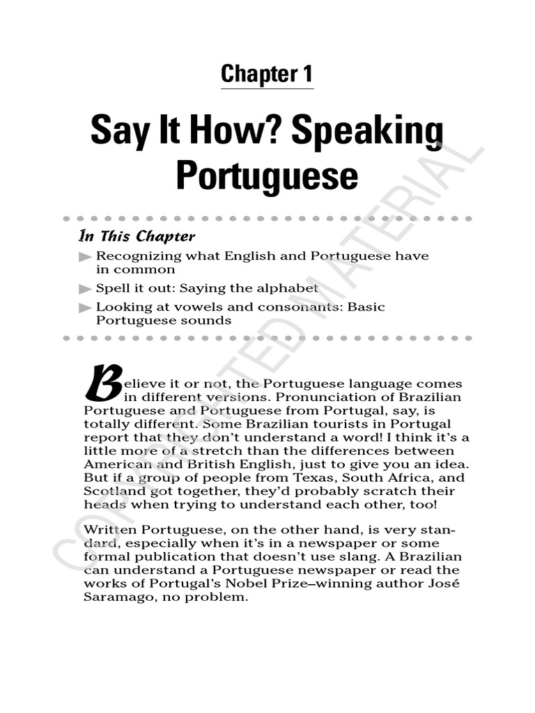 Portuguese Basics | PDF | Portuguese Language | English Language
