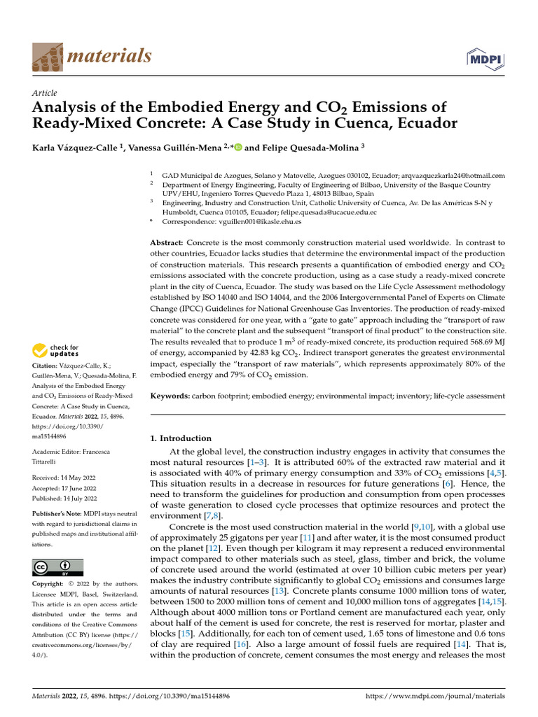 Materials 15 04896 v2 | Download Free PDF | Life Cycle Assessment | Concrete