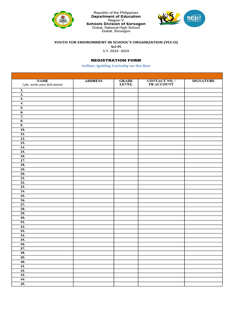Registration Form Sa Fun Run | PDF