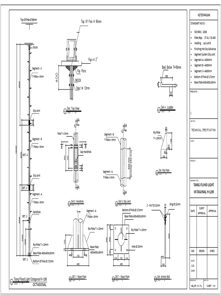 H-12 Tiang Lampu Sorot | PDF | Mechanical Engineering | Industrial Processes