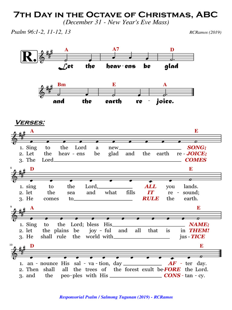 Let The Heavens Be Glad and The Earth Rejoice Dec 31 | PDF | Christian ...