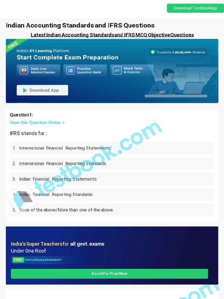 MCQ On Indian Accounting Standards and Ifrs 5fad0d896454214a163895a1 | PDF
