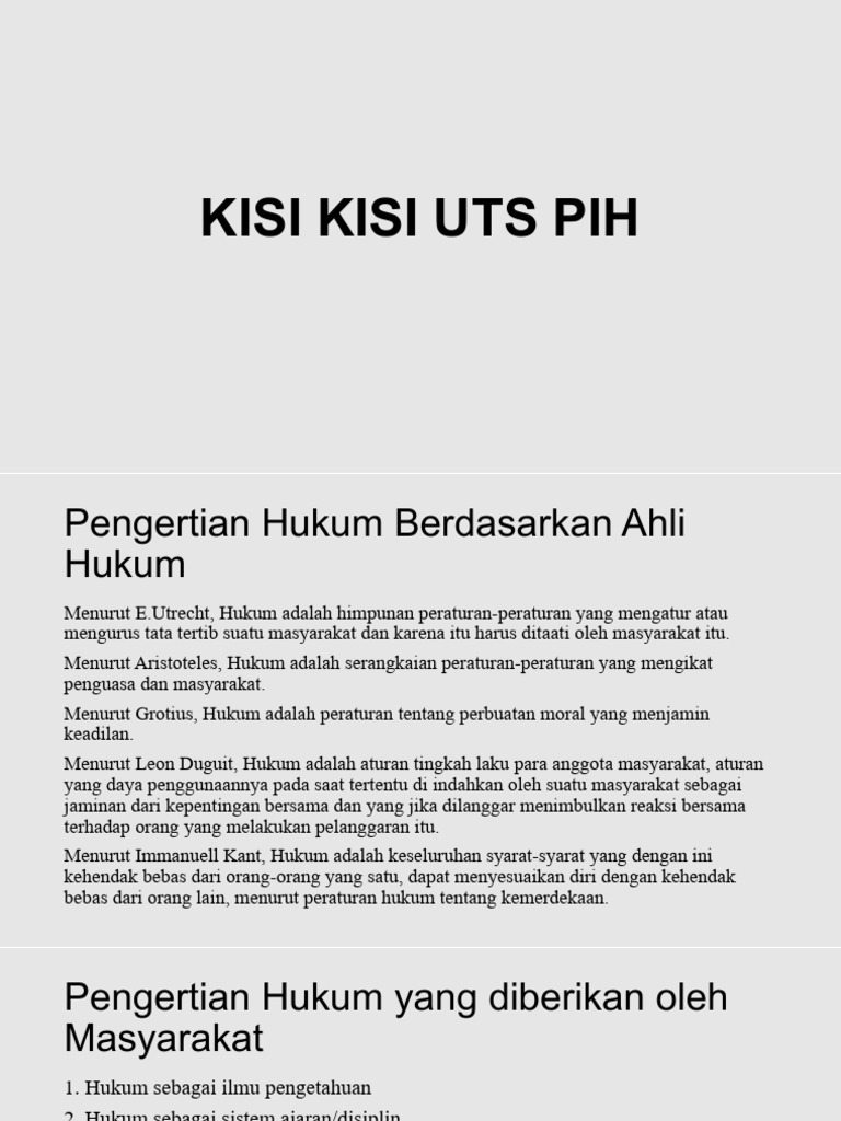Kisi Kisi UTS PIH | PDF | Hukum