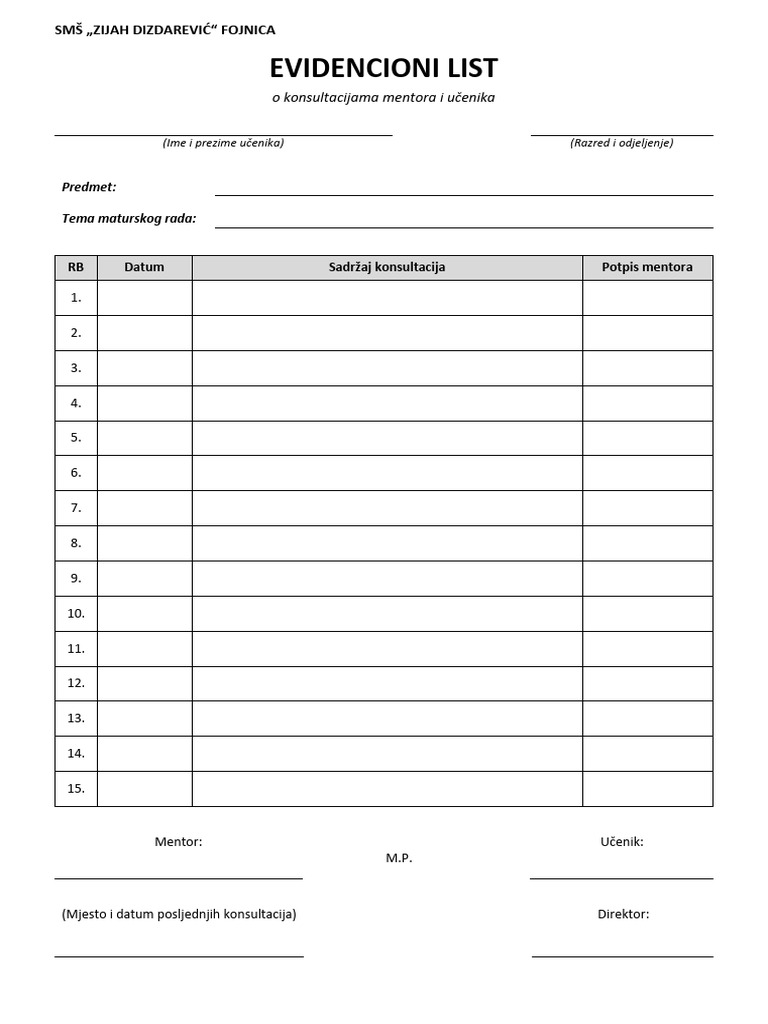 Evidencioni List | PDF