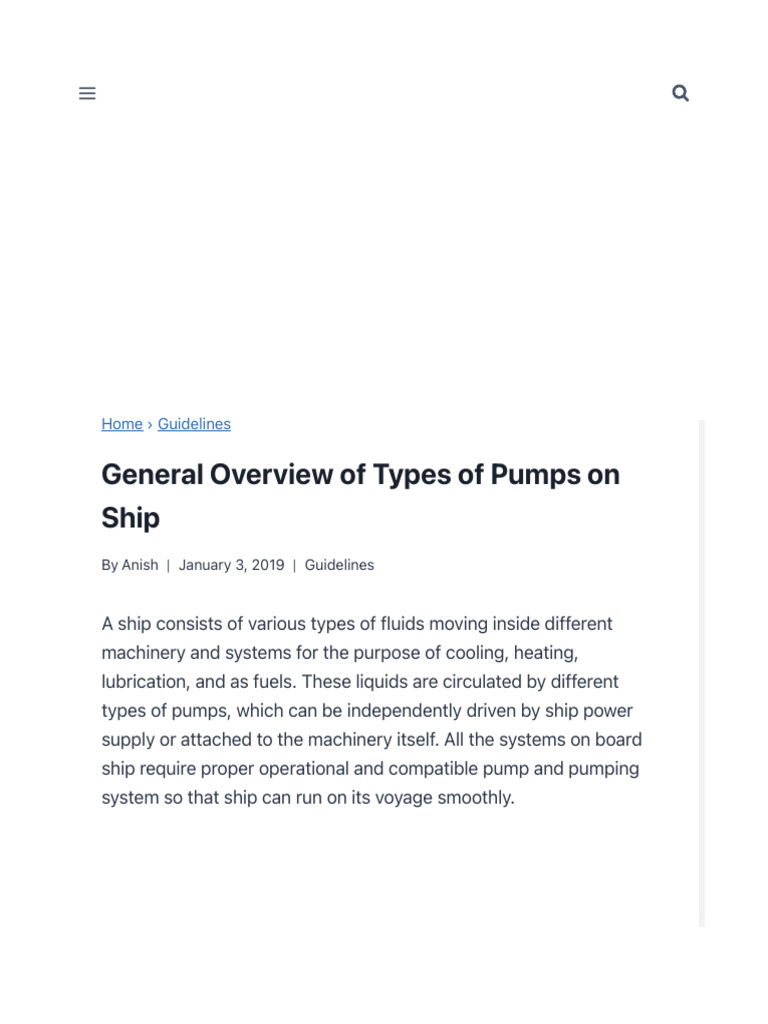 General Overview of Types of Pumps On Ship | PDF | Pump | Hydraulics