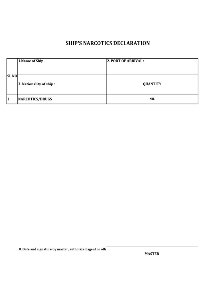 Ship's Narcotic Declaration | PDF
