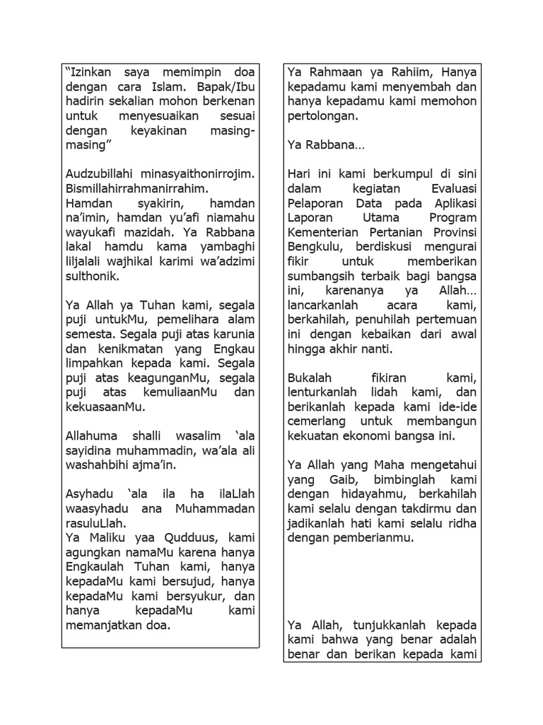 Doa Pembuka Acara Reuni Alumni | PDF