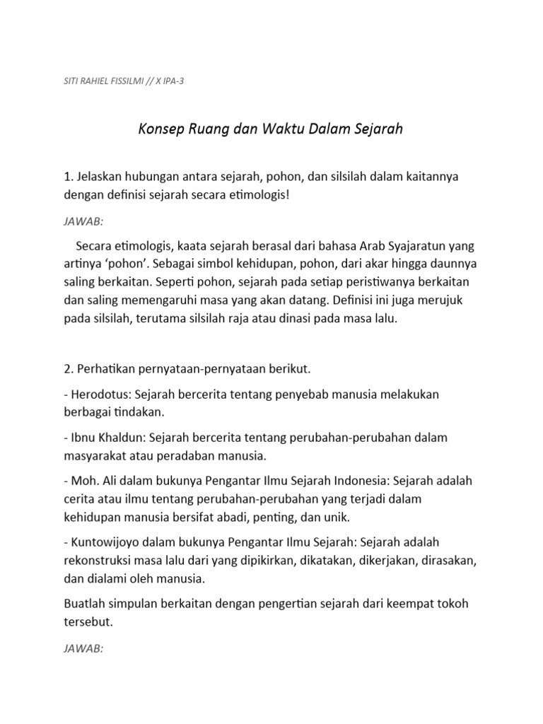 SEJARAH X IPA-3 Konsep Ruang Dan Waktu | PDF SEJARAH X IPA-3 Konsep Ruang Dan Waktu | PDF