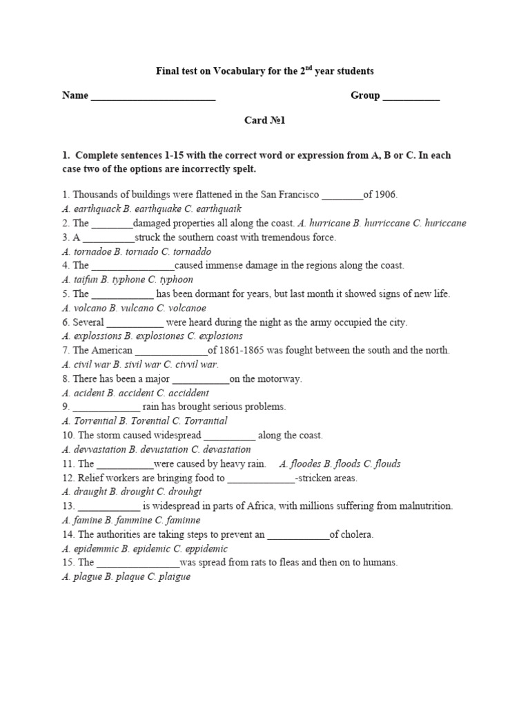 Vocabulary Final | PDF | Giant Panda | Endangered Species
