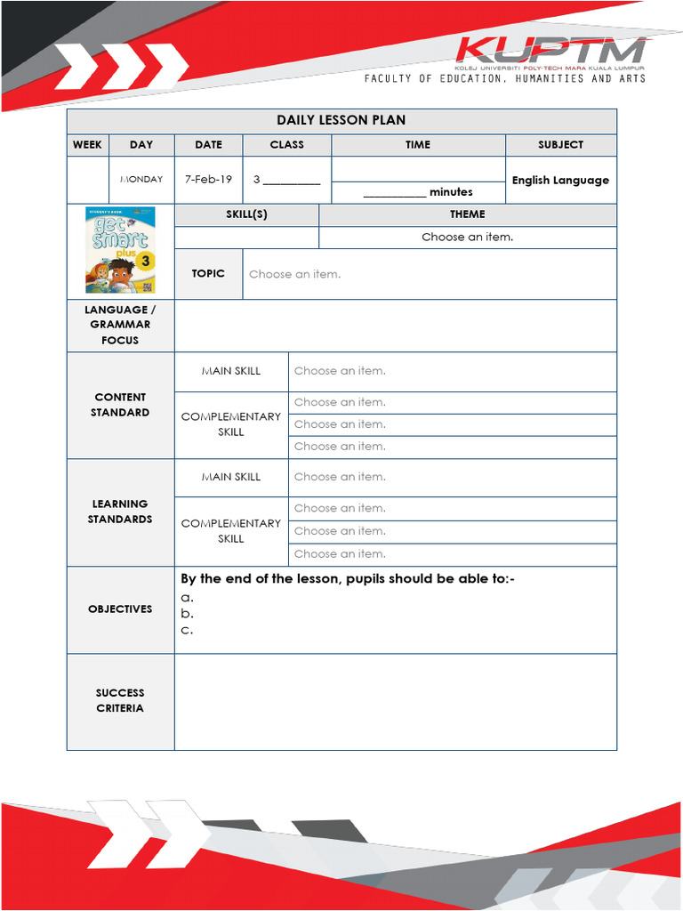 Year 3 Lesson Plan Kuptm (New) | PDF
