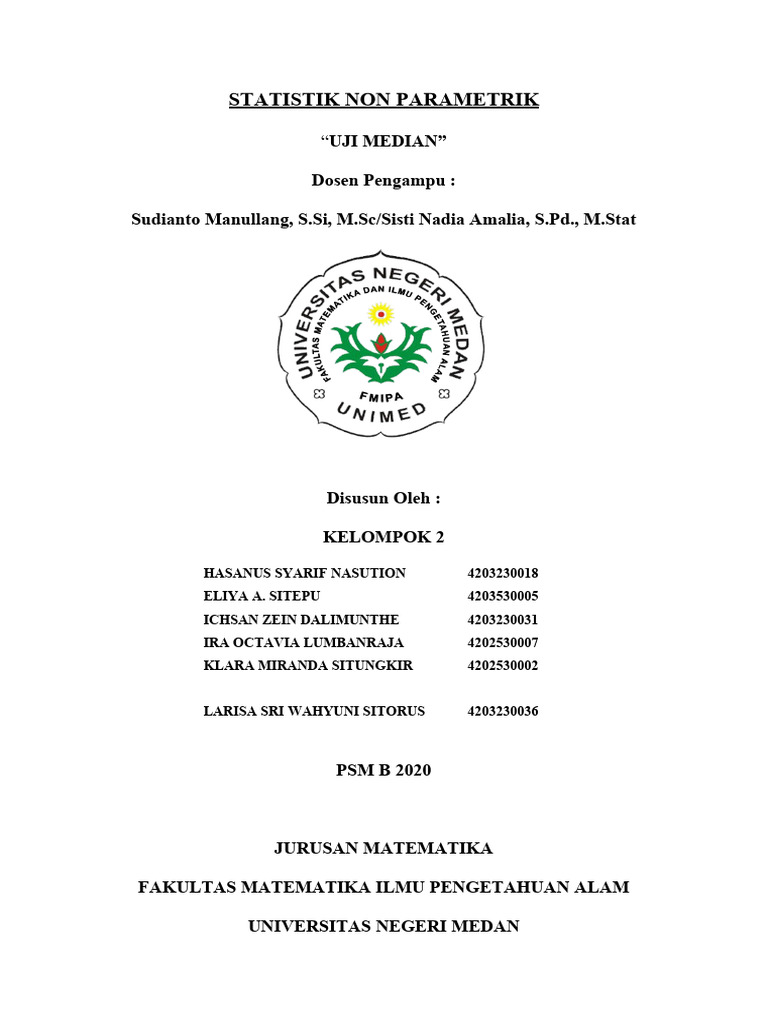 Uji Median - Kelompok 2 - Non Parametrik | PDF