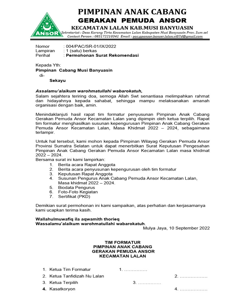 Pengajuan SK Pac | PDF