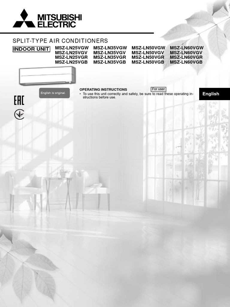 Manual-de-operare-Mitsubishi-Electric-MSZ-LN18 25 35 50 60VGMUZ-LN18 25 35 50 60VG | PDF | Ac ...