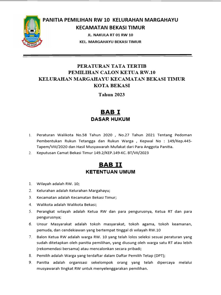 Tatib Pemilihan RW 10 2023 | PDF