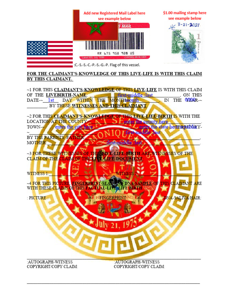 Live Life Birth Claim Template | PDF