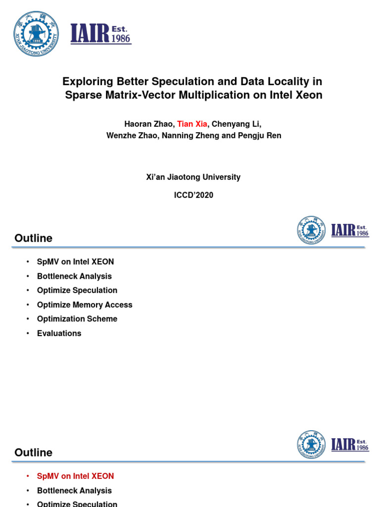 Exploring Better Speculation and Data Locality in Sparse Matrix Vector Multiplication On Intel ...