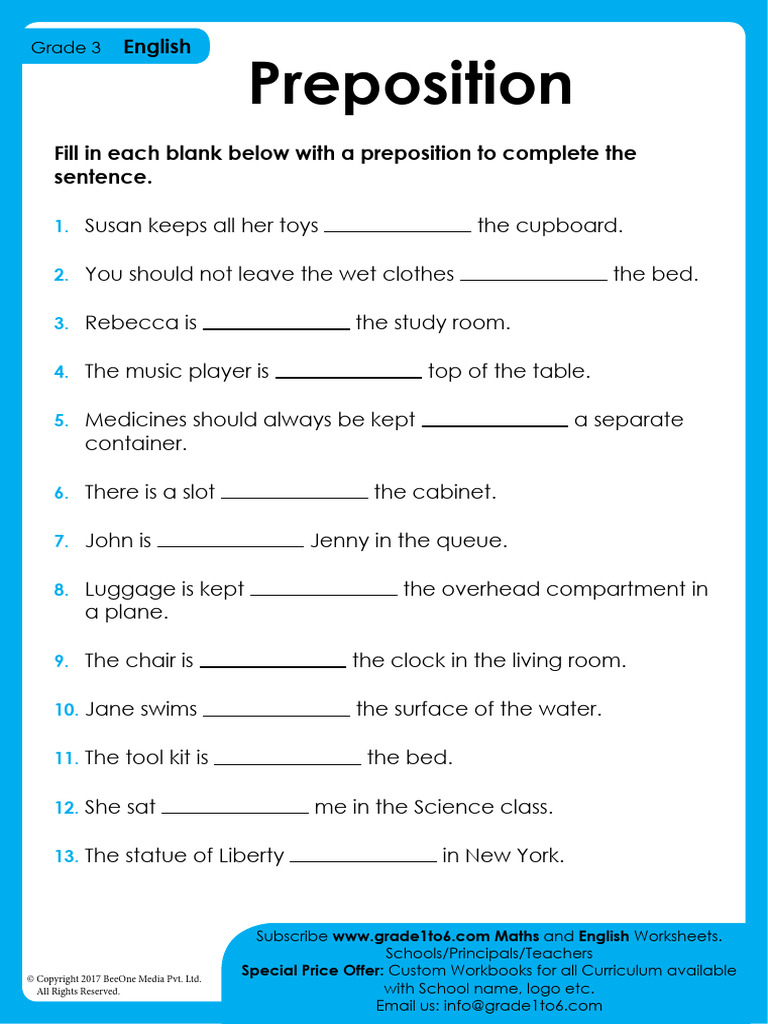Preposition Exercise | PDF
